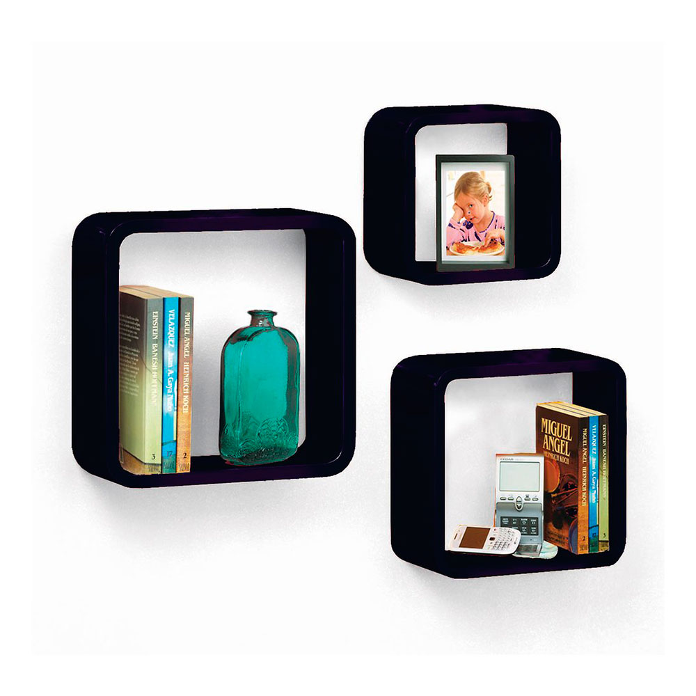 Kit Triple Cubo Cantos Redond. Lacado Negro 30/25/20cm | Comprar en ...