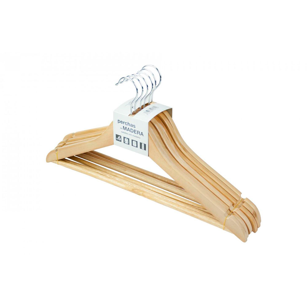 Pack 6 Perchas Madera Barnizada Recta | Comprar en SERVEI ESTACIÓ