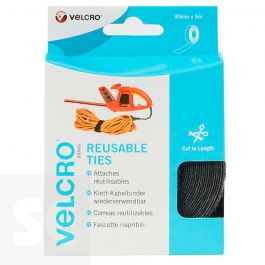 Cinta reutilizable sujeción cableado Negro 30mm X 5m marca VELCRO®