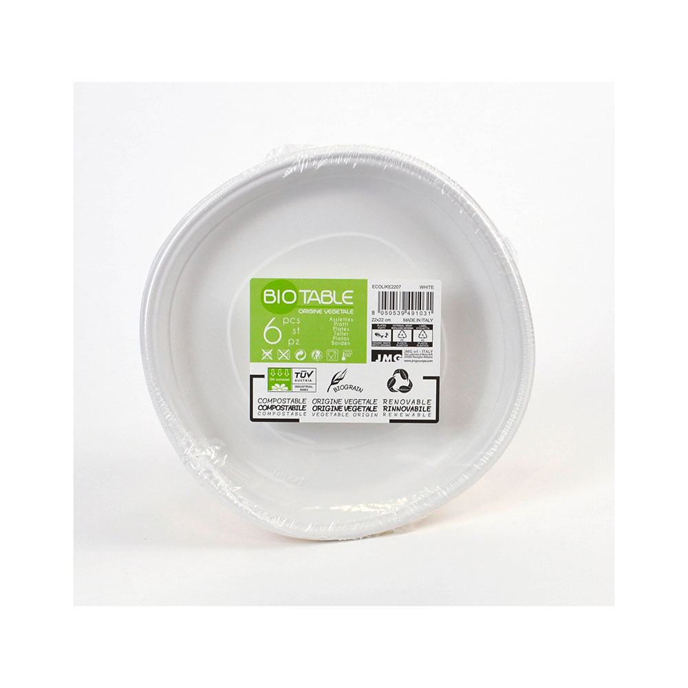 Plato Compost. Ecolike Biograin Blanco Diam. 22 Cm 6 Uds | Comprar en ...