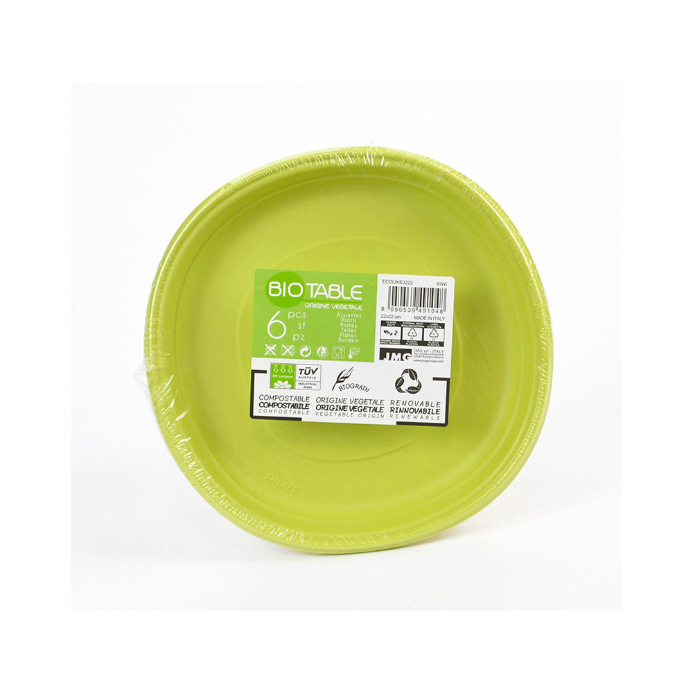 Plato Compost. Ecolike Biograin Verde Diam. 22 Cm 6 Uds | Comprar en ...