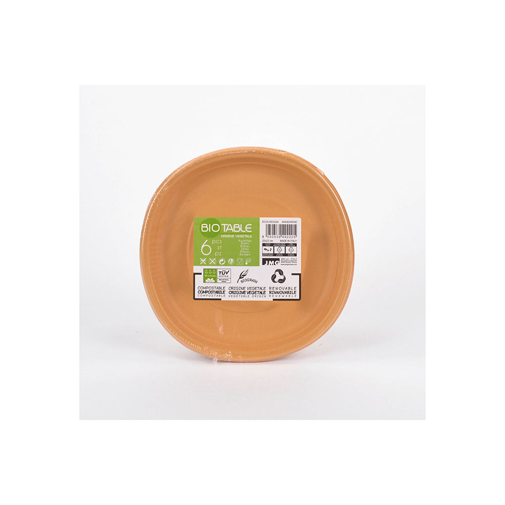 Plato Compost. Ecolike Biograin Naranja Diam. 22 Cm 6 Uds | Comprar en ...