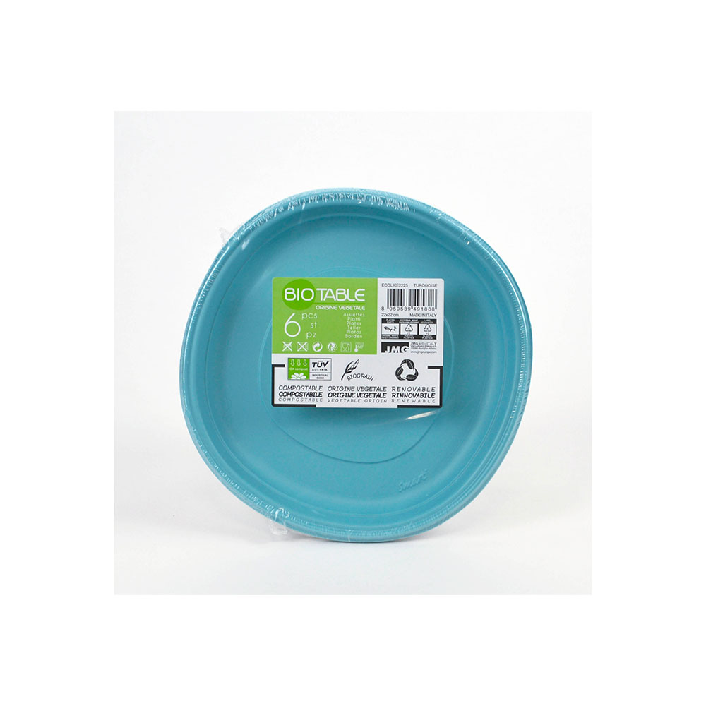 Plato Compost. Ecolike Biograin Azul Diam. 22 Cm 6 Uds | Comprar en ...
